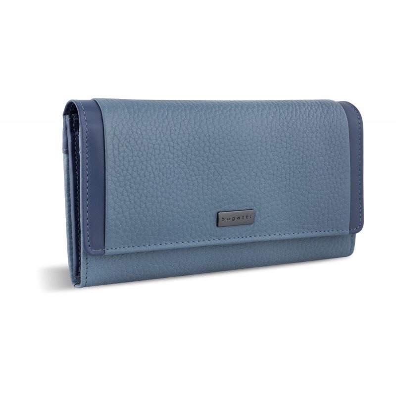 Дамски кожен портфейл Bugatti Sina Long, син - Portmoneta.bg
